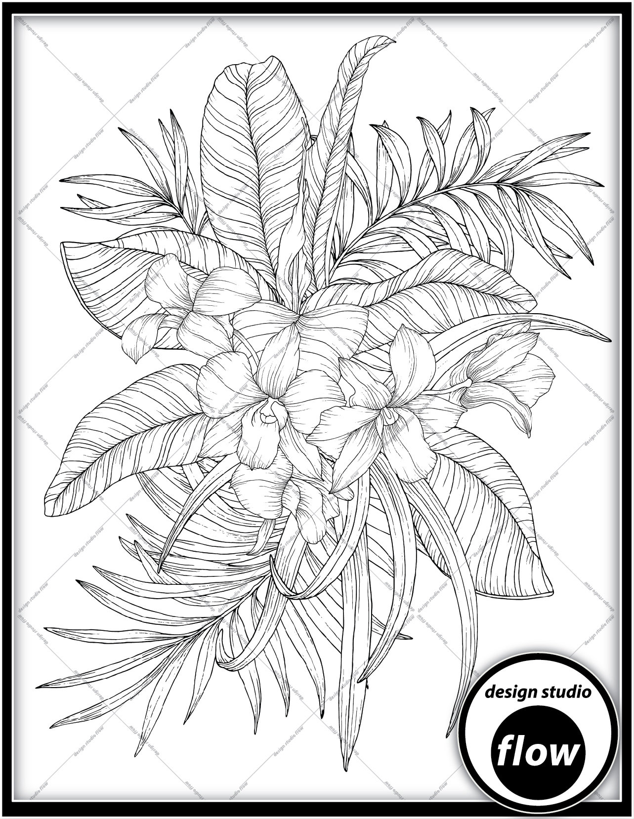 Printable Colouring Pages- Tropical Layouts-pack 1 (DSF-CPT-1) - Etsy