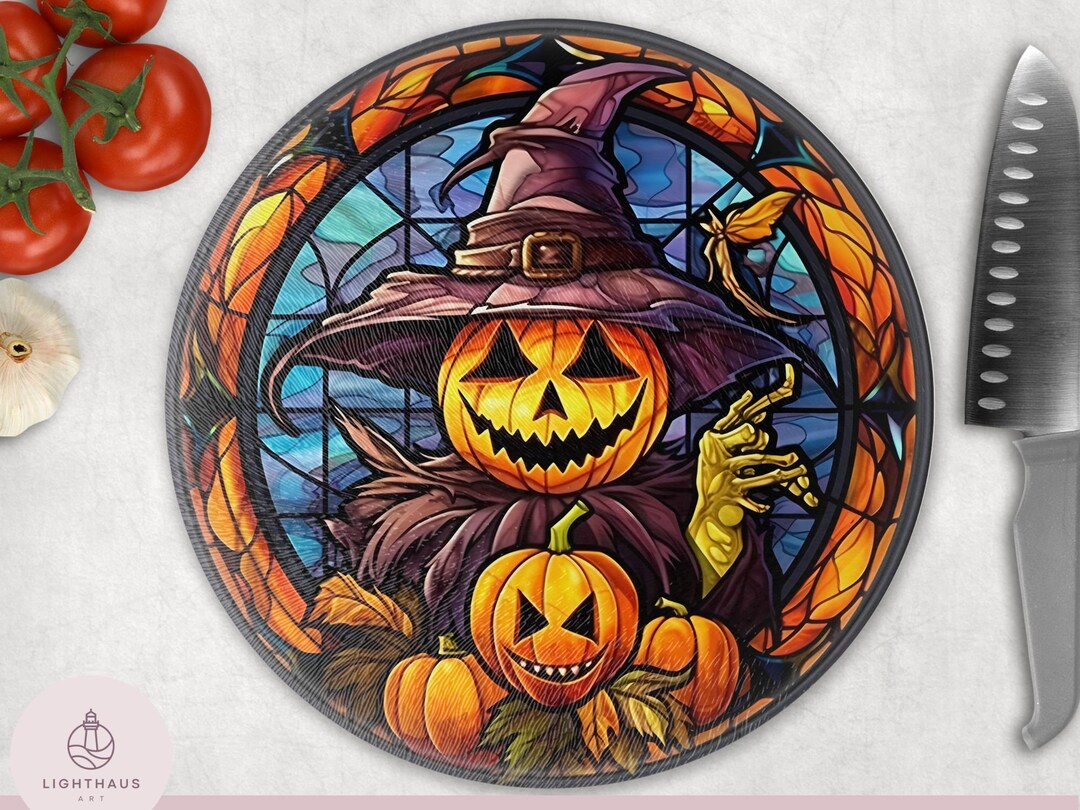 Halloween Scarecrow - Stained Glass Style - Cutting Board Design - 12 ...