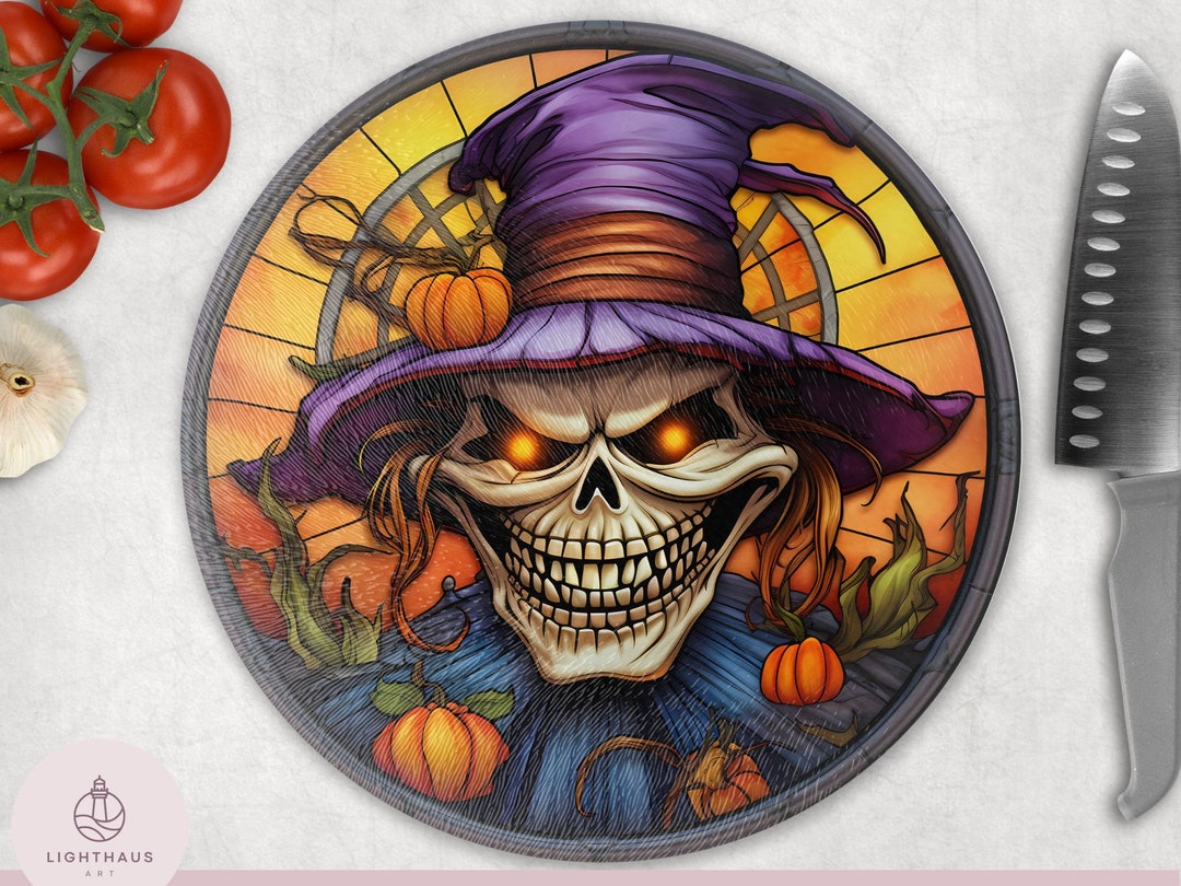 Halloween Scarecrow - Stained Glass Style - Cutting Board Design - 12 ...