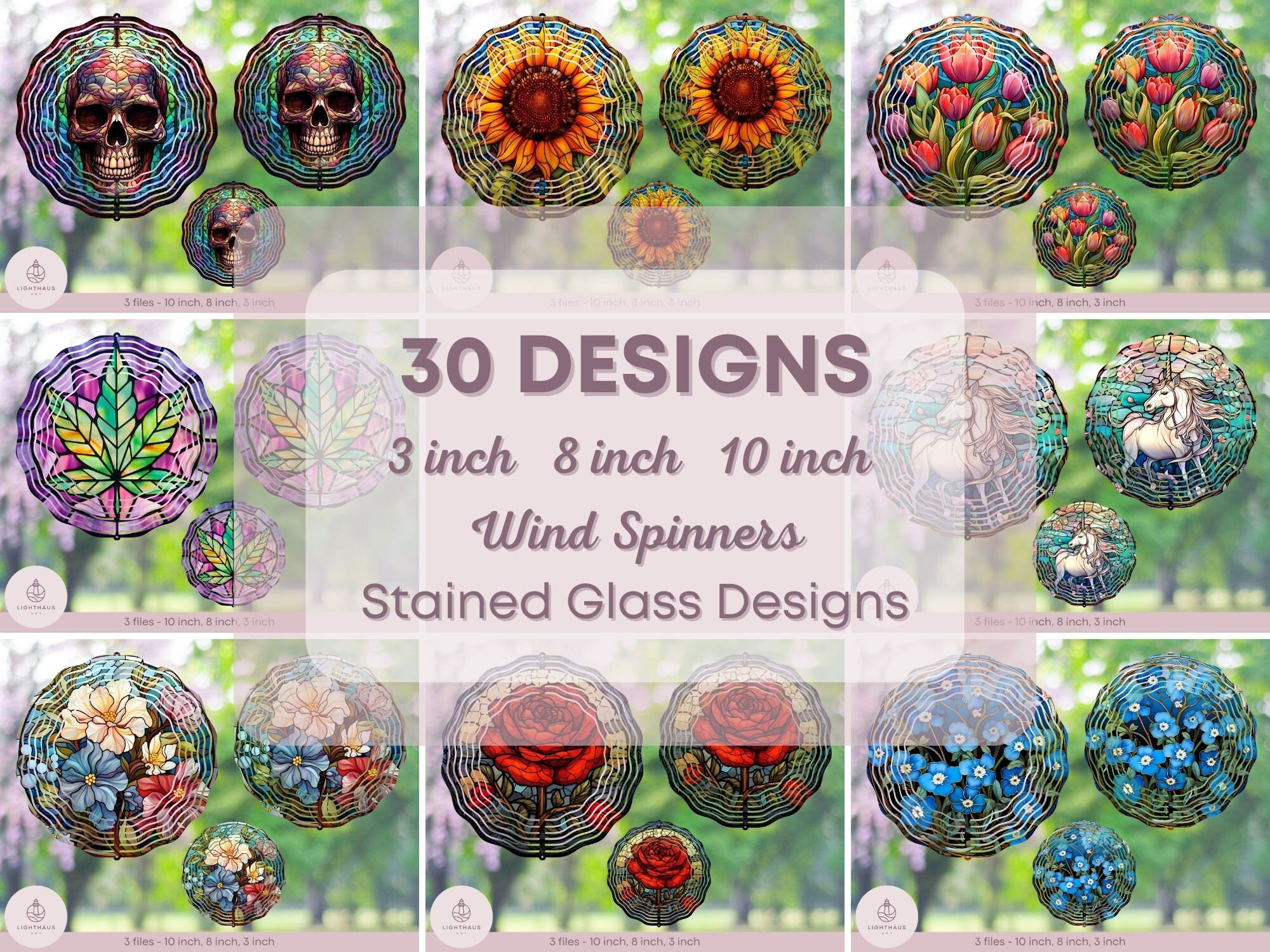 Stained Glass Wind Spinners Bundle 3 Sizes Digital - Etsy