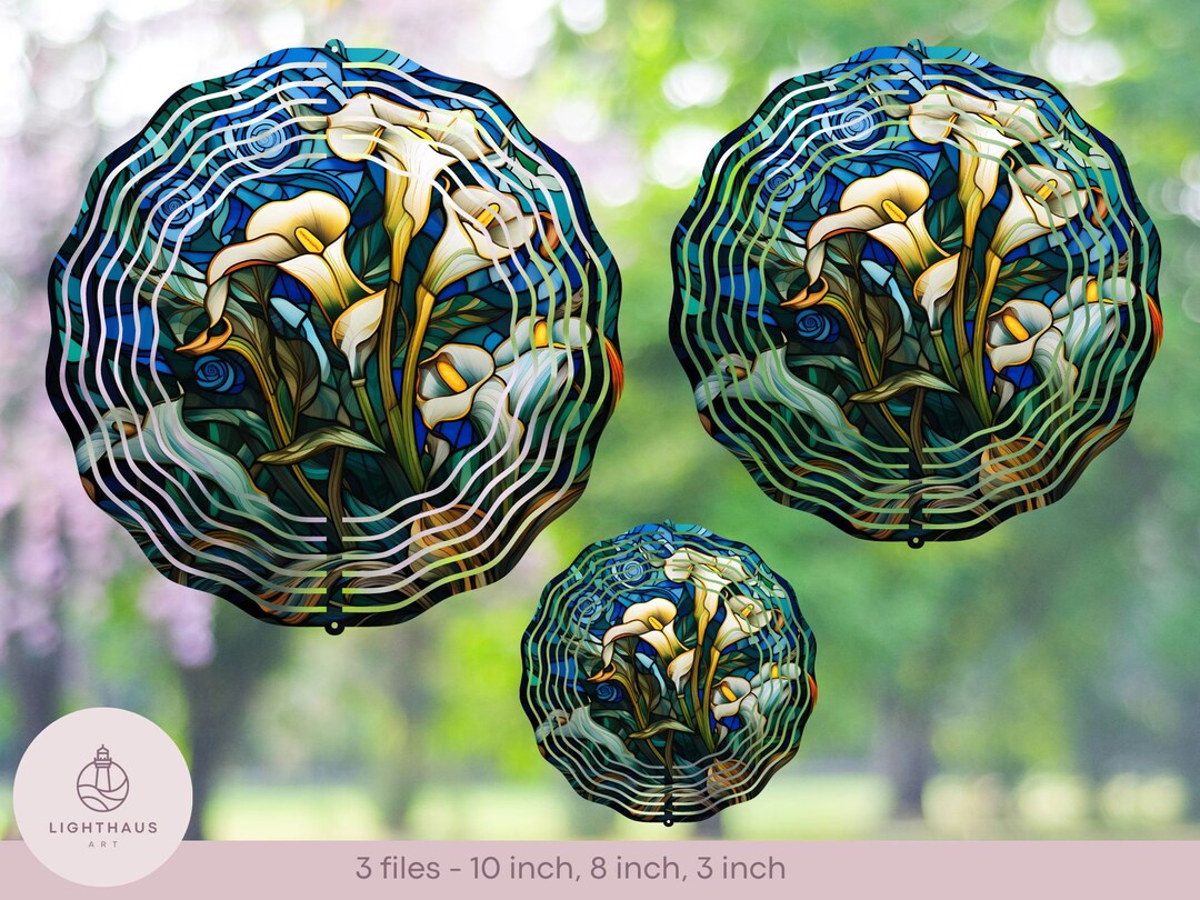 Calla Flowers - Stained Glass Style - Wind Spinner Design - 3 Sizes ...