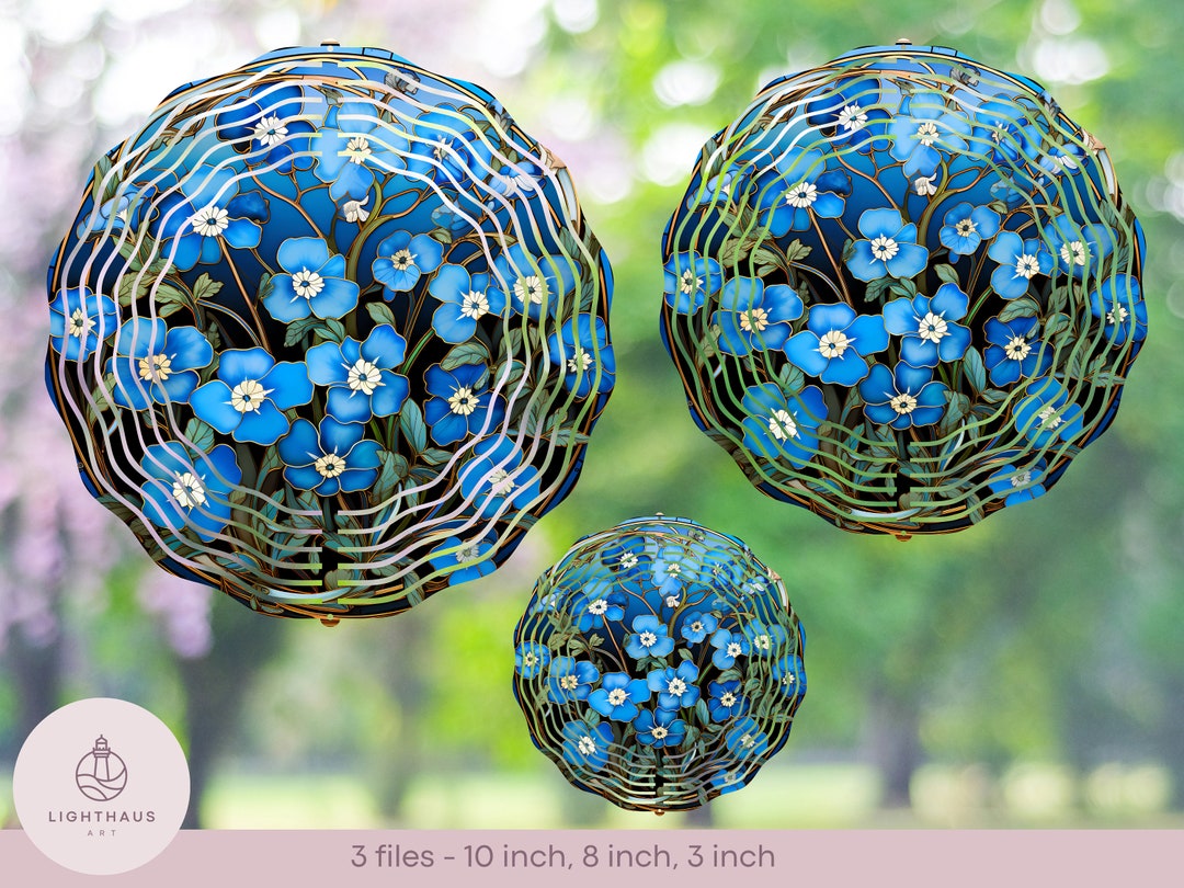 Forget-me-nots - Stained Glass Style - Wind Spinner Design - 3 Sizes ...