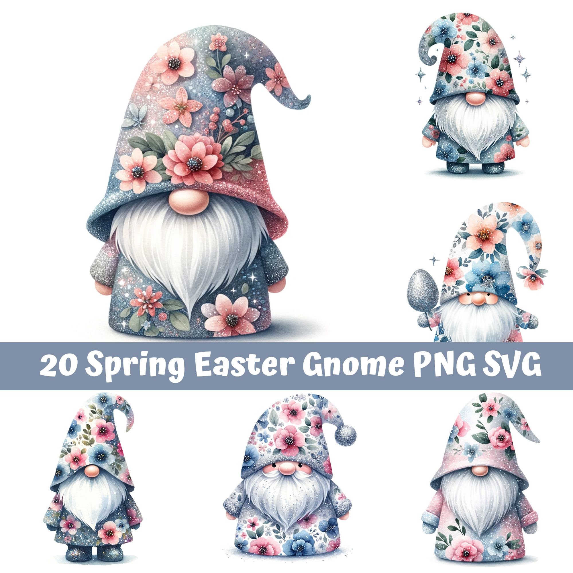 20 Spring Easter Gnomes PNG & SVG Files - for Sublimation - Instant ...