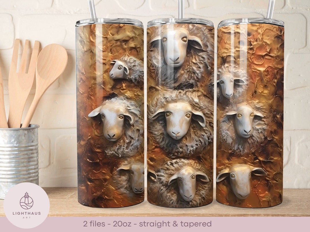 3D Sheep - Copper Metal Design - 20oz Tumbler Wrap - Straight and ...