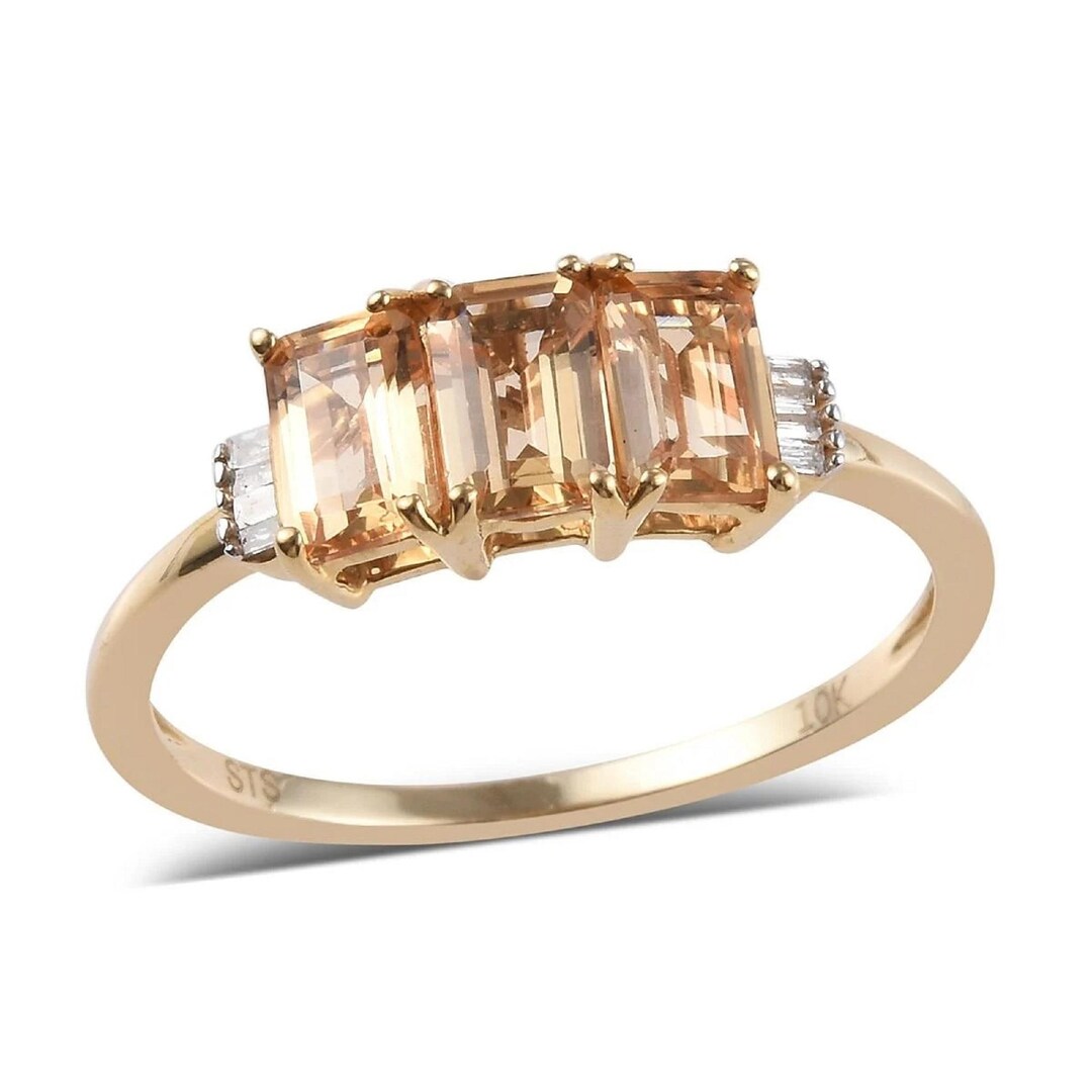Golden Imperial Topaz and Diamond Ring in Silver, Topaz Ring, Ring for ...