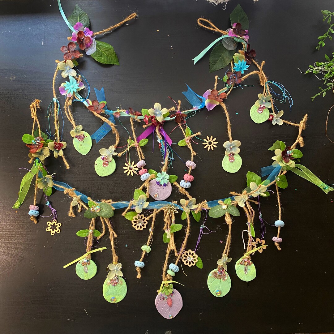 Garland Fairyland Green Purple Clay Fairycore Sparkly - Etsy