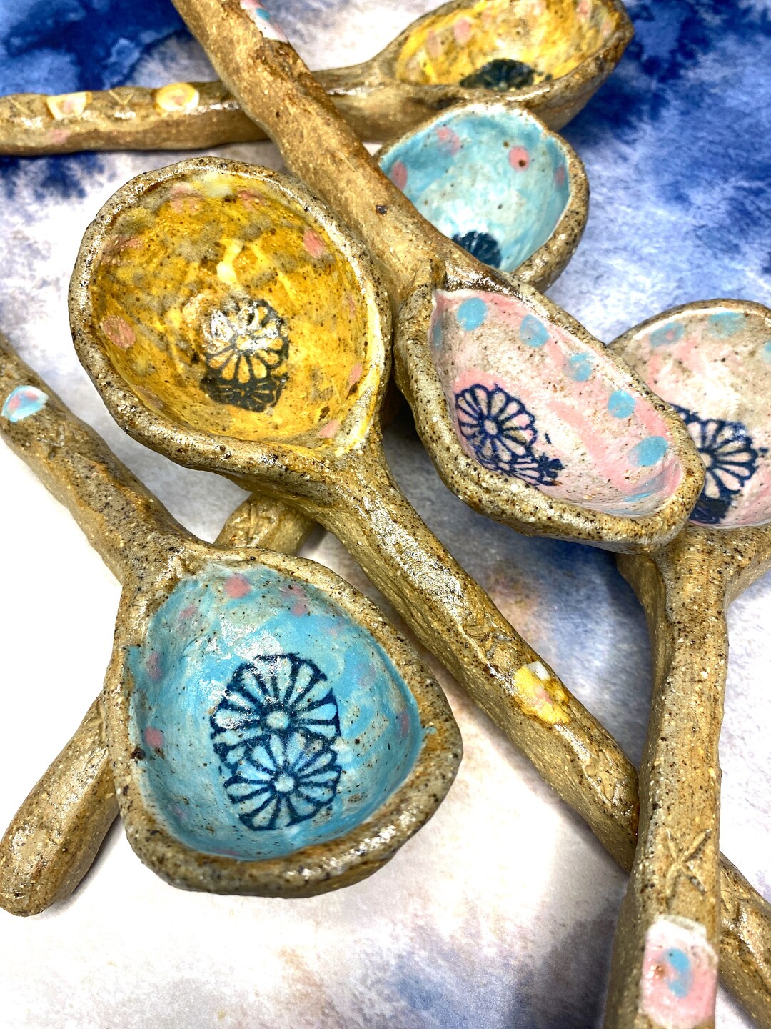 Ceramic Spoons. Handmade, Colourful Bright Spoons. Pink, Yellow, Green ...