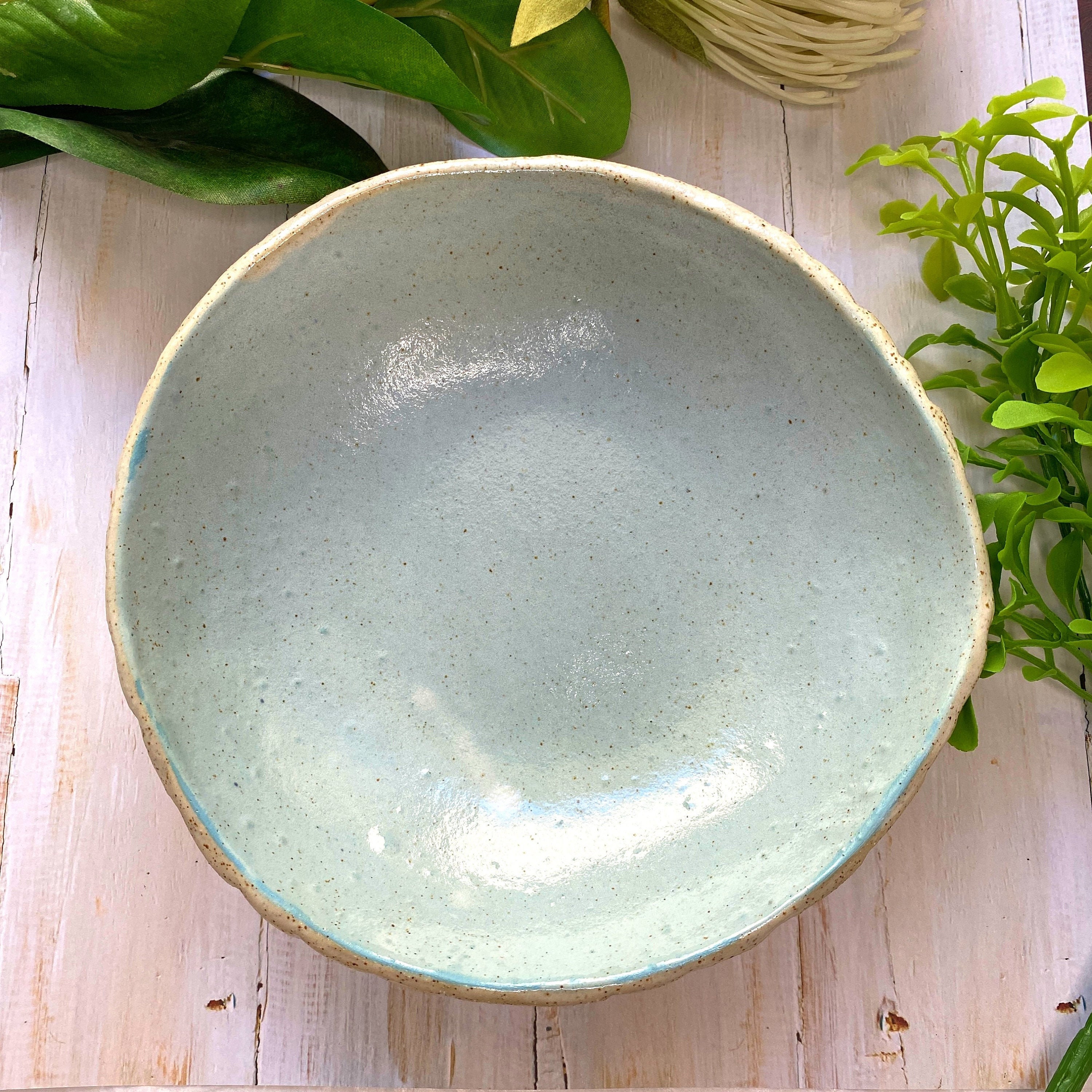 Hamptons style Ceramic 19cm pale blue beach inspired dish with stamped ...