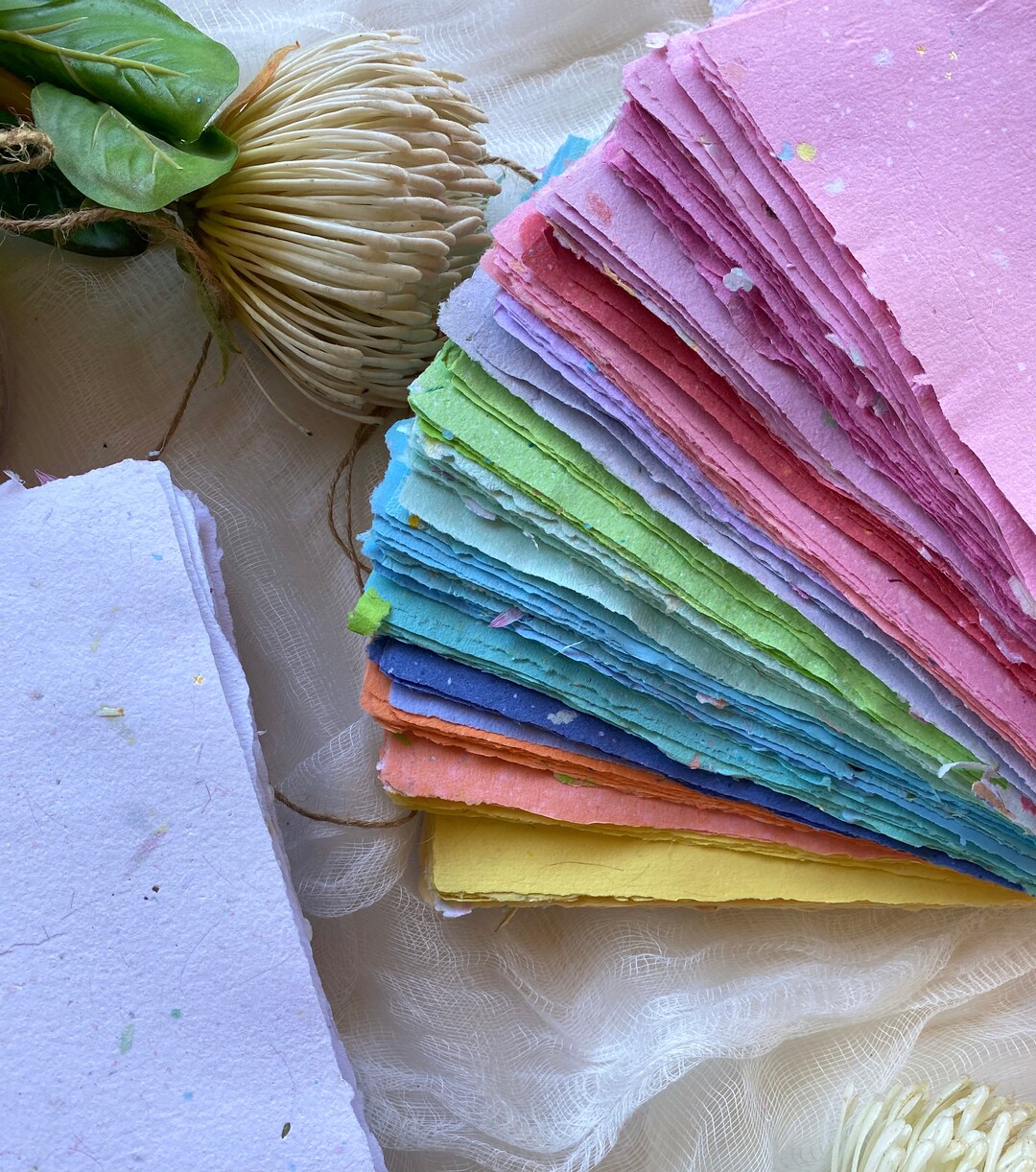 Handmade Paper, 10 or 15 Sheets, Colourful Recycled Textured Paper ...