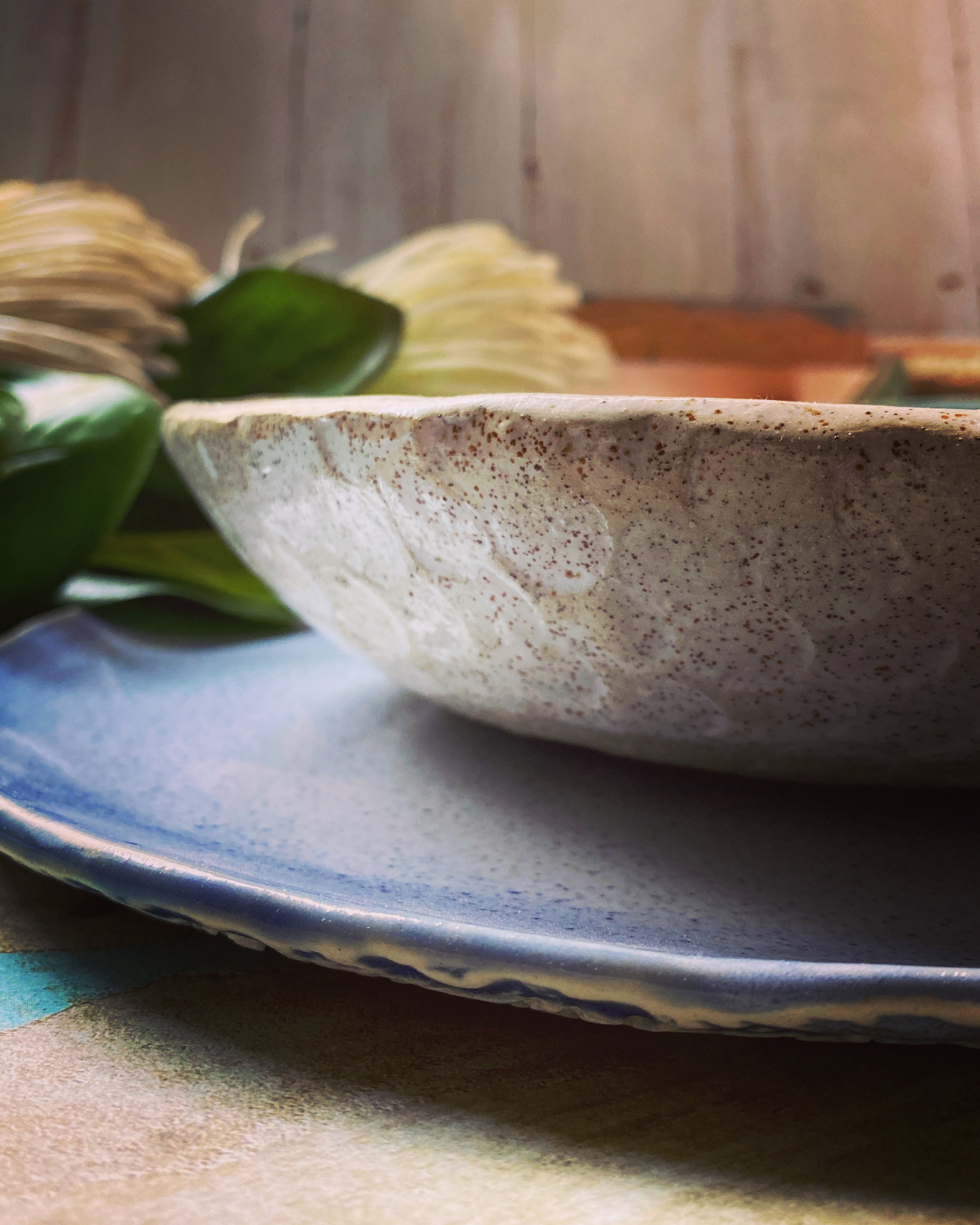 Hamptons style Ceramic 19cm pale blue beach inspired dish with stamped ...