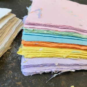 Handmade Paper, 10 or 15 Sheets, Colourful Recycled Textured Paper ...