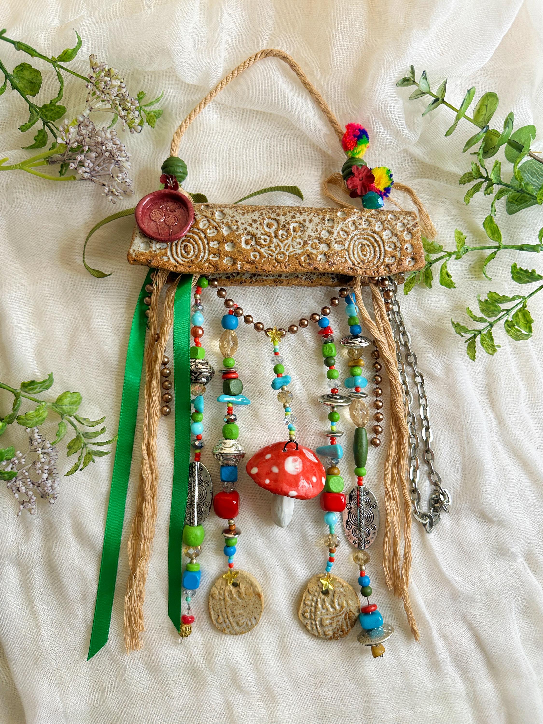 Ceramic Mushroom Windchime, Fairyland Garden, Magical Toadstool Pixie ...