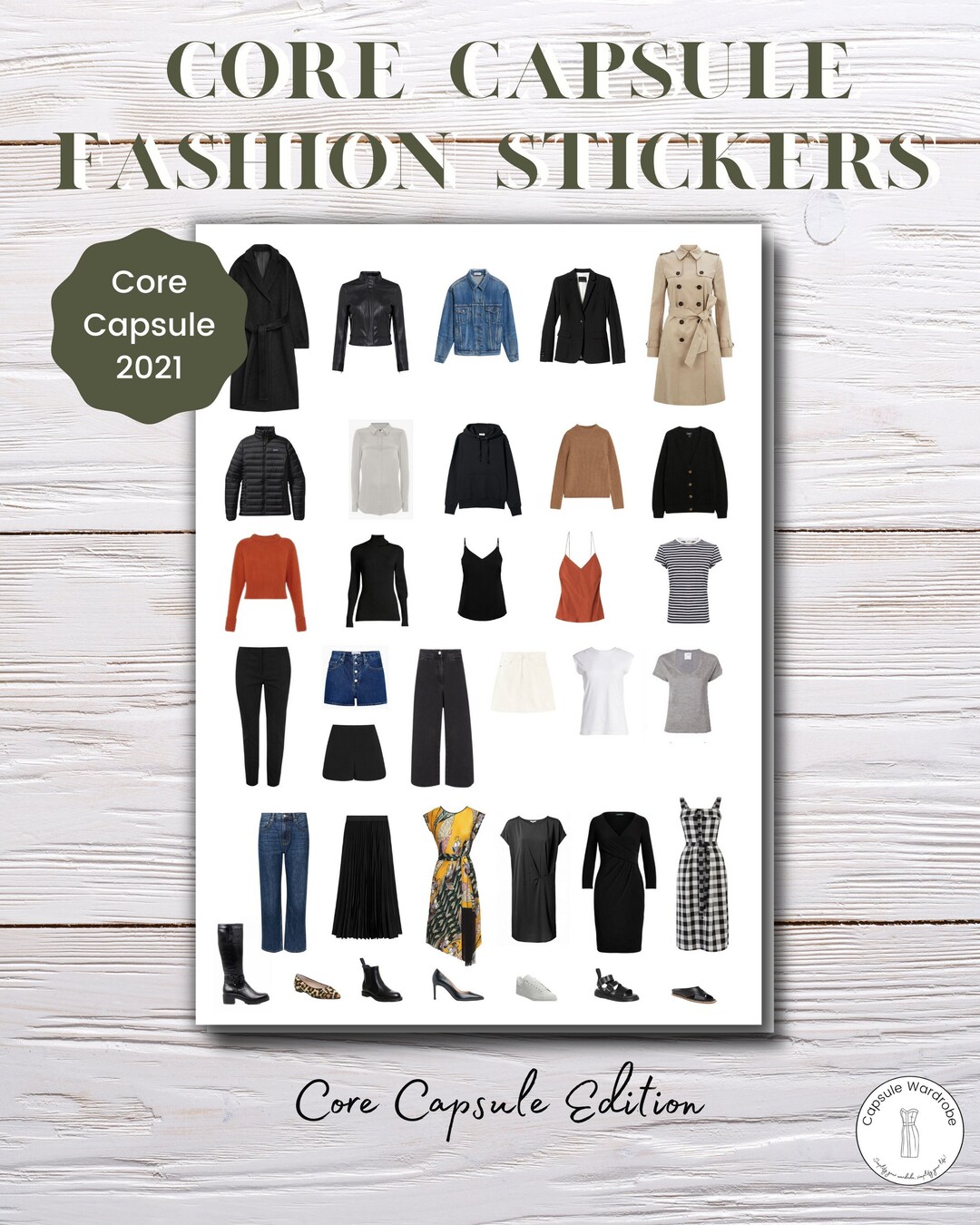 Core Capsule Wardrobe Fashion Stickers Woman Fashion - Etsy