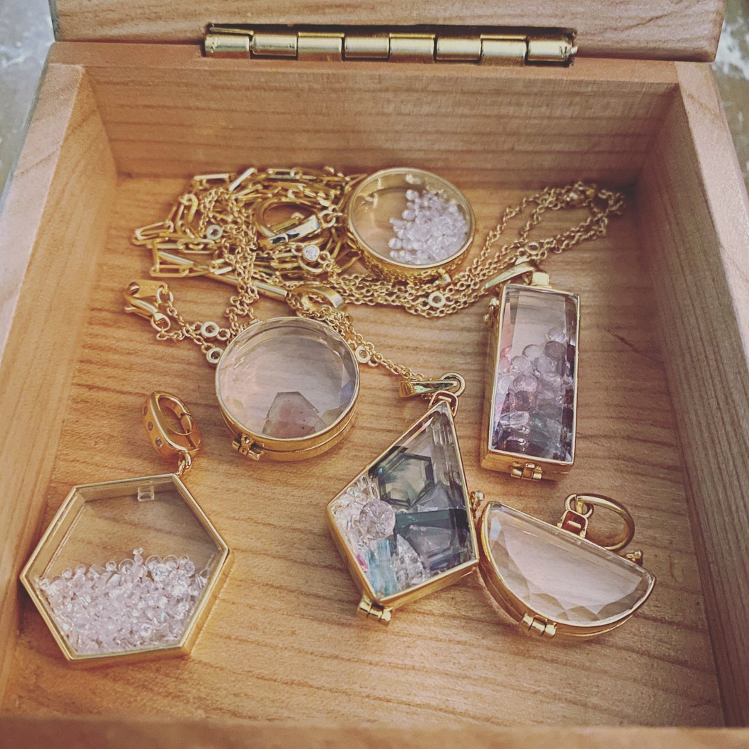 14k Gold Vermeil Locket Necklace | Gift for Her | Geometric Necklace ...