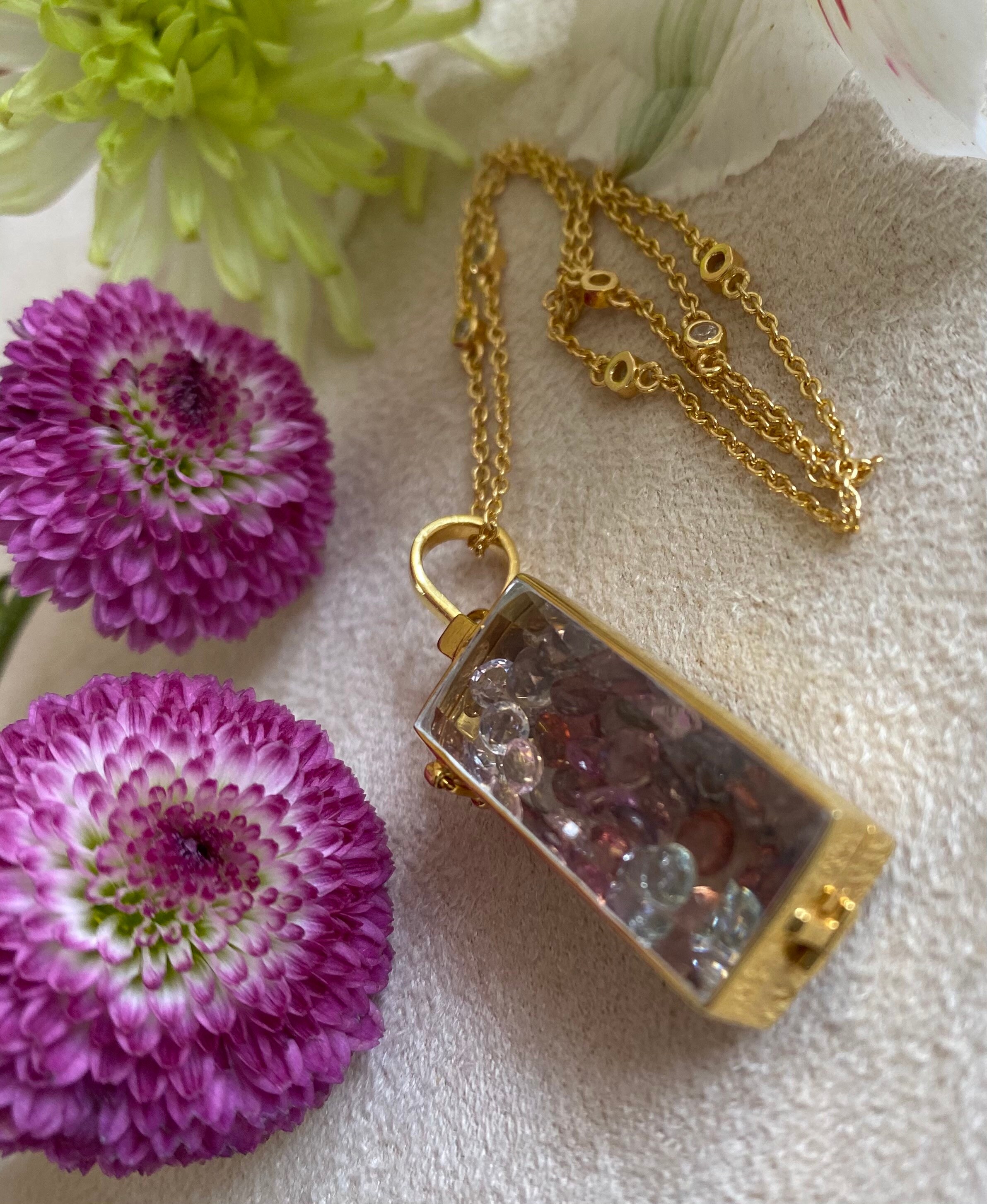 18K Gold Locket Necklace Shaker Locket Floating Locket Vintage Locket ...