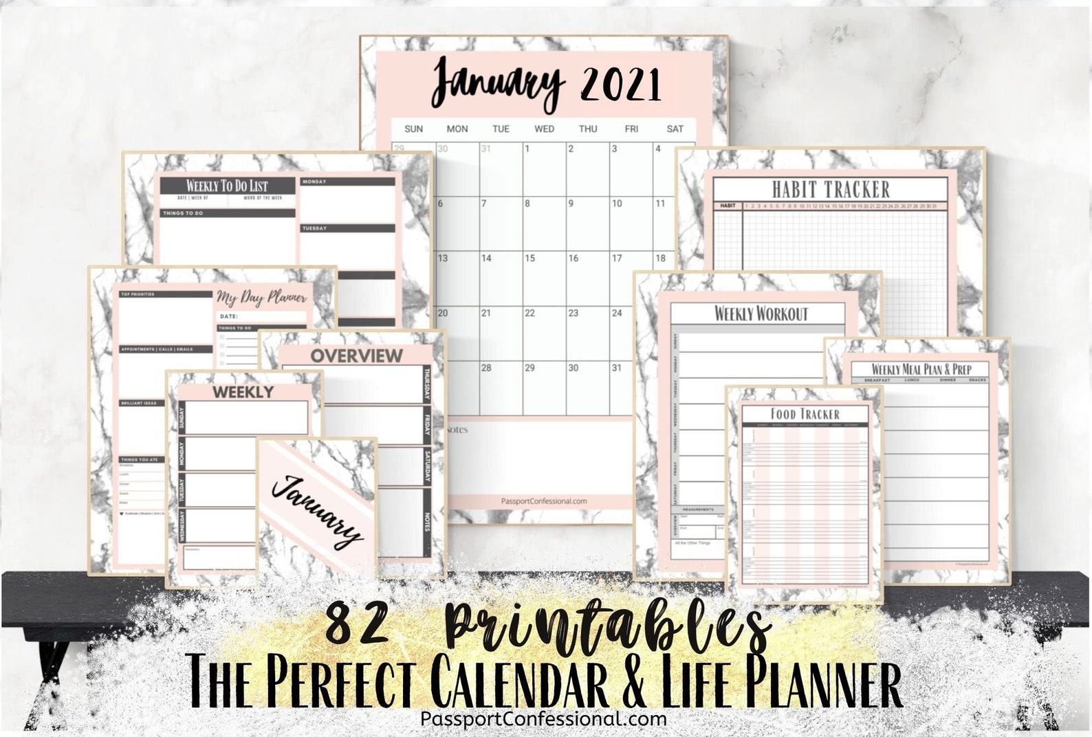 2021 Calendar Life Planner Bullet Journal Habit Tracker - Etsy