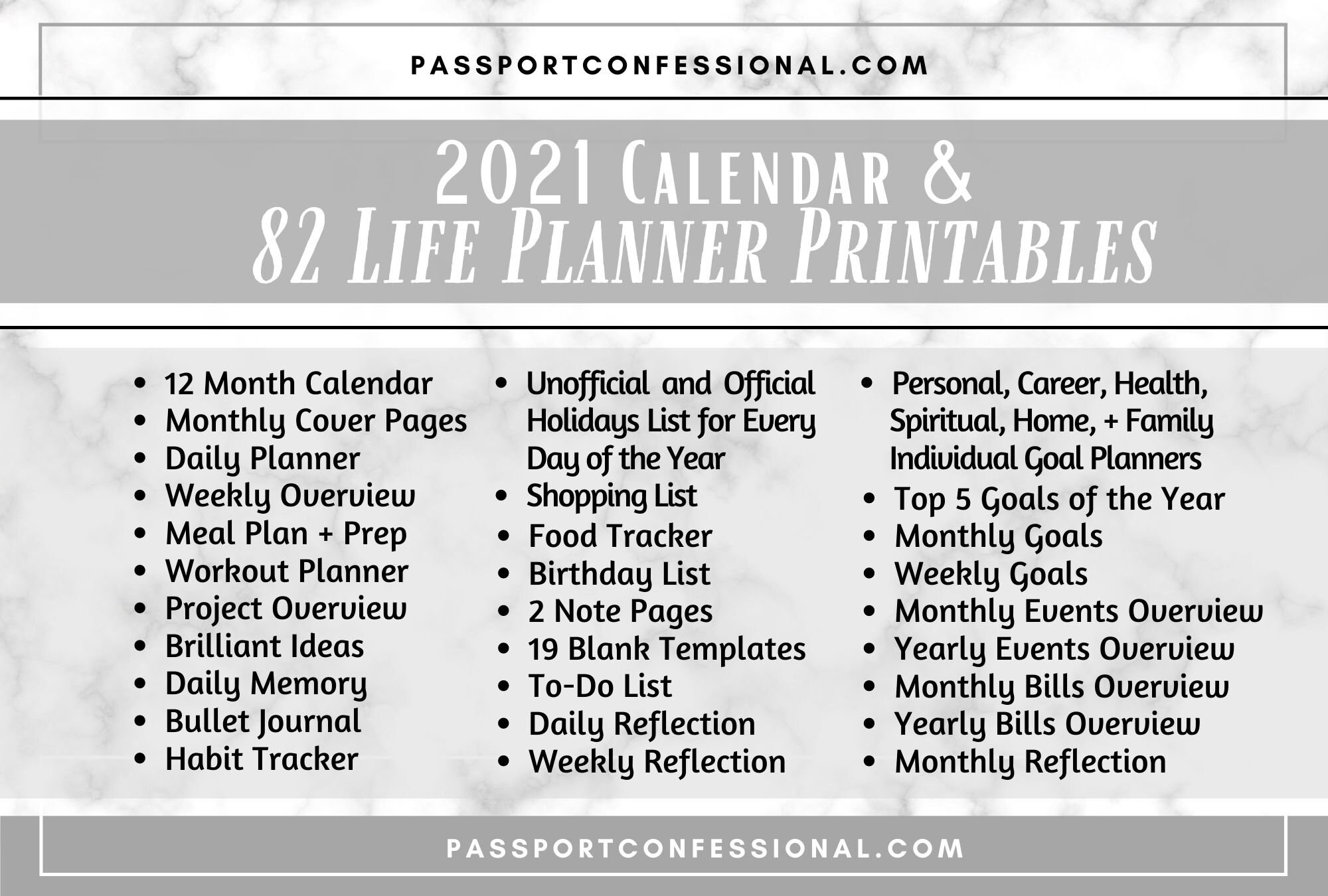 2021 Calendar Life Planner Bullet Journal Habit Tracker - Etsy