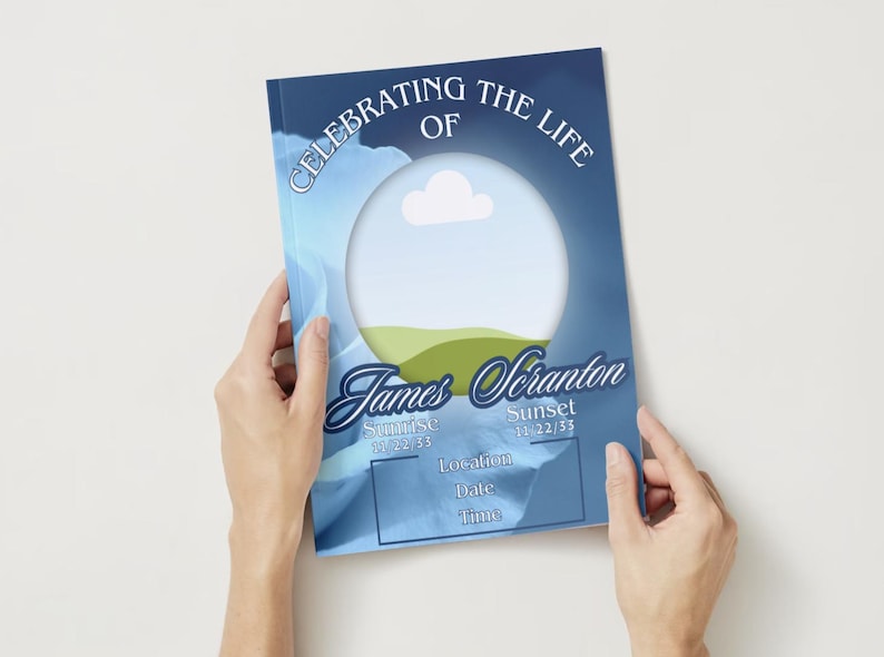Blue Obituary Template 8.5 X 14 Easy Edit With Canva - Etsy
