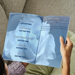 Blue Obituary Template 8.5 X 14 Easy Edit With Canva - Etsy