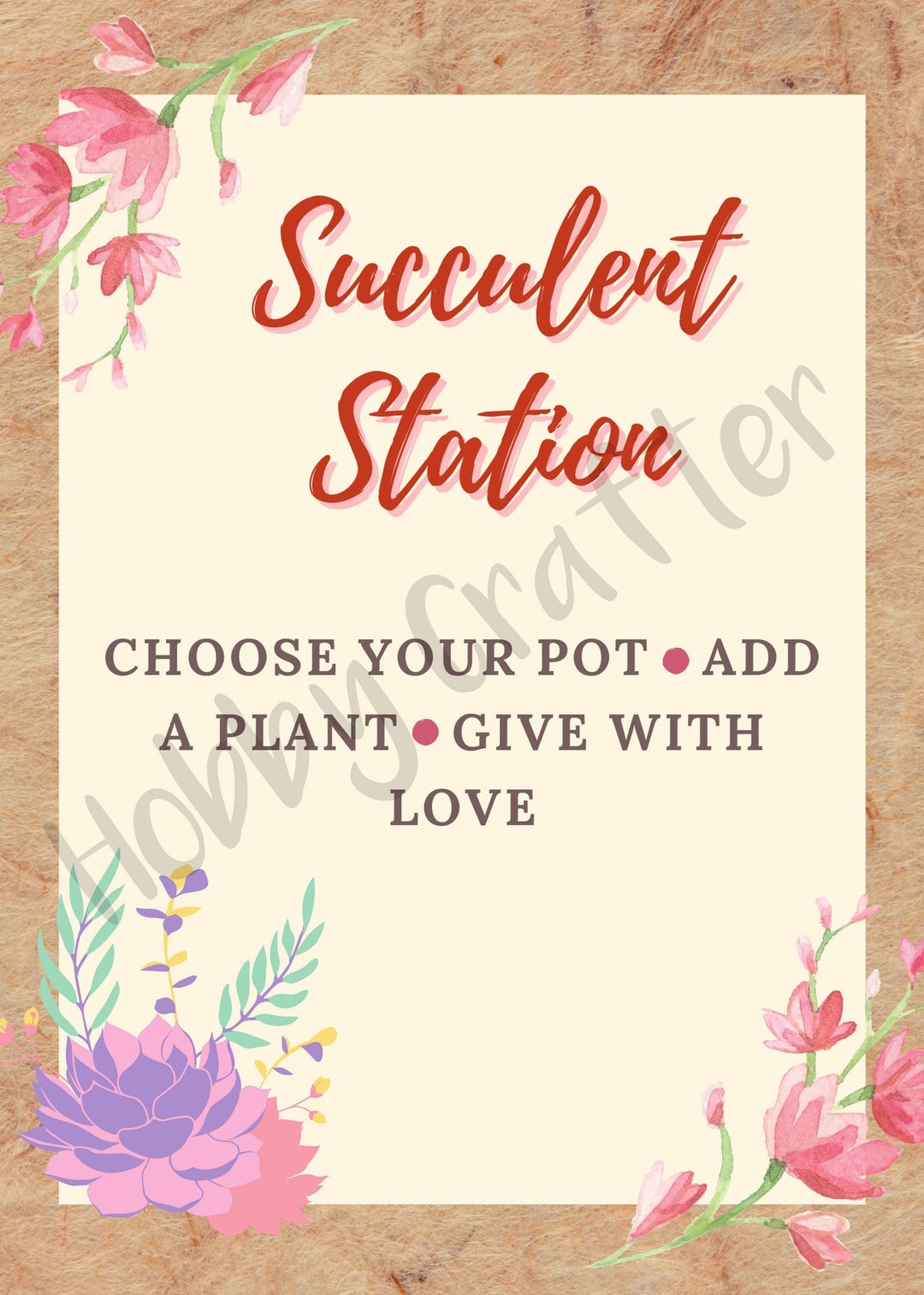 Succulent Station Printable - Etsy