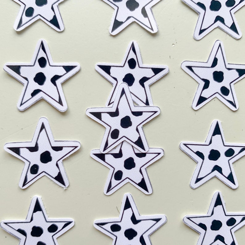Mini Cow Print Star Sticker pack of 5 | Etsy