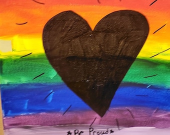 Pride LGBTQ Painting Heart Pride Flag Acrylic Paint on Canvas - Etsy