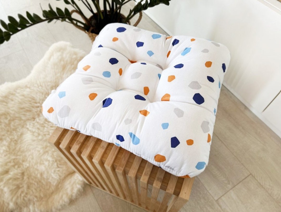 Chair Cushion With Ties, Stones, Indoor, Outdoor, Tufted, Seat Cushions ...