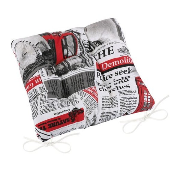 Square Seat Cushion Newspaper Print Stool Cushion Cushion - Etsy