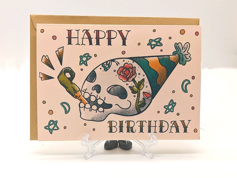 Tattoo Skull Birthday Card Vintage Birthday Card Funny - Etsy