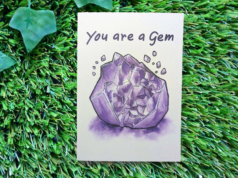 You Are a Gem Amethyst Greeting Card - Handmade Card - Witchy Card ...