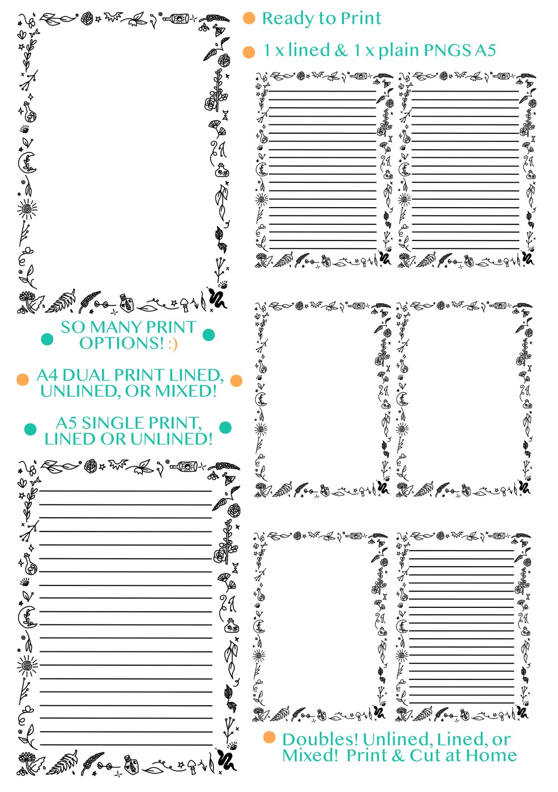 Magical Little Letter Set - Whimsical Digital Letter Stationery ...