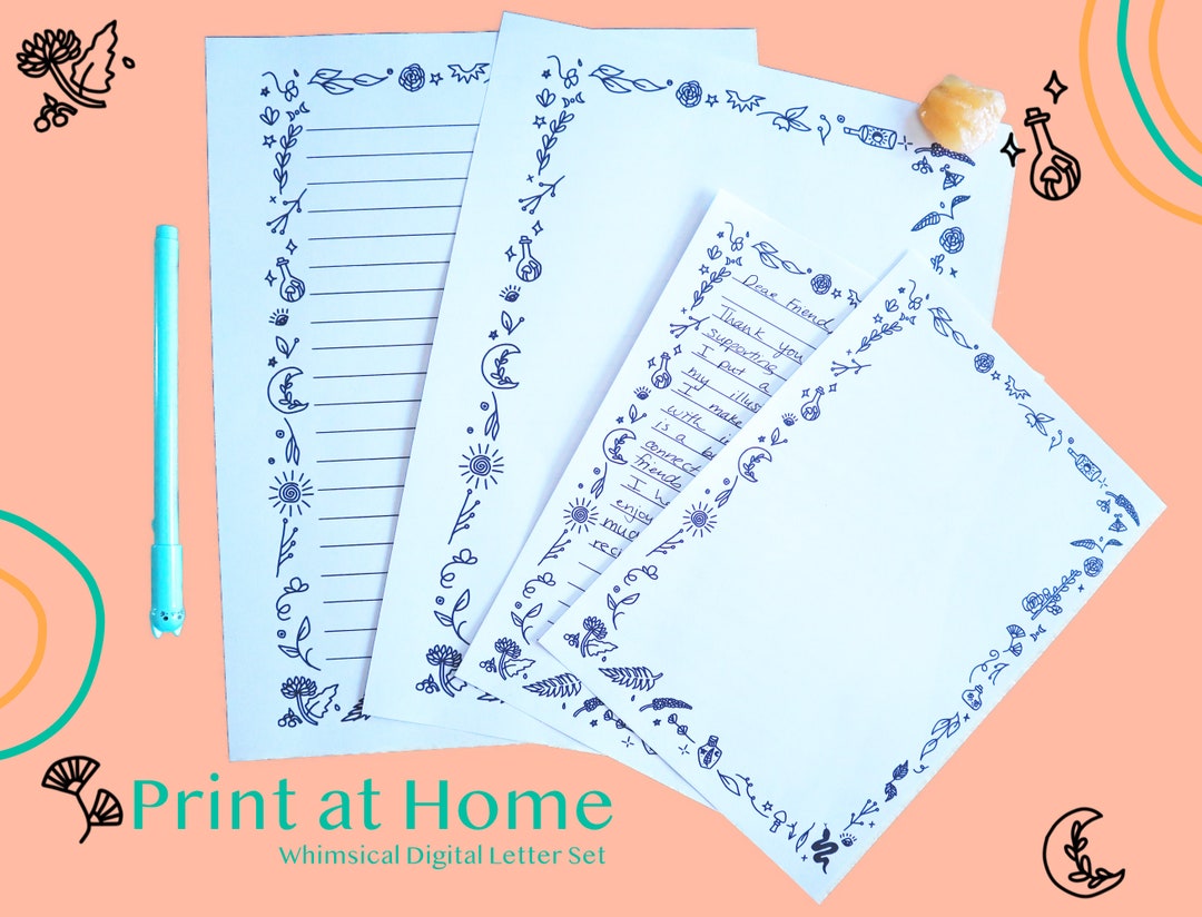 Magical Little Letter Set - Whimsical Digital Letter Stationery ...