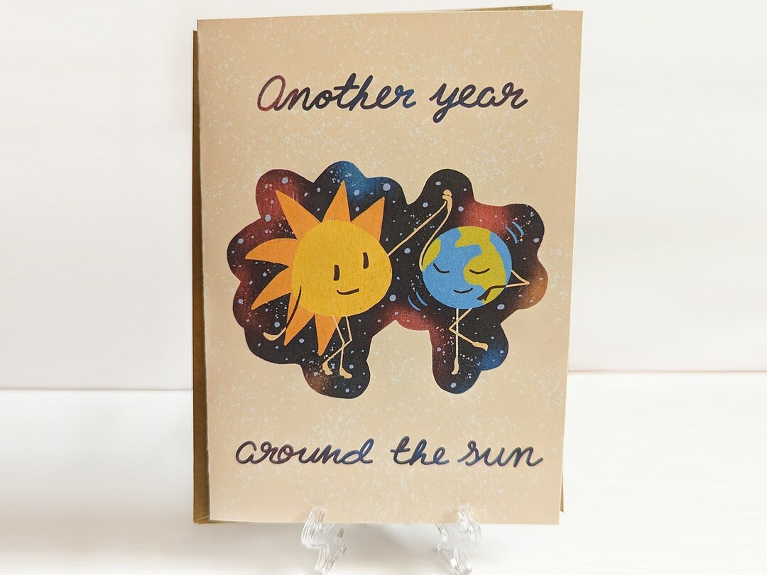 Another Year Around the Sun - Earth and Sun Card - Planet Card - Cute ...
