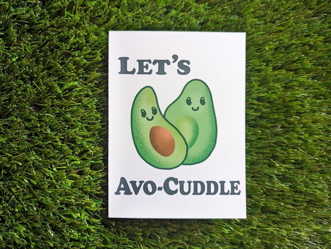 Let's Avo-cuddle Card - Avocado Lovers or Friendship - Handmade Card - Etsy