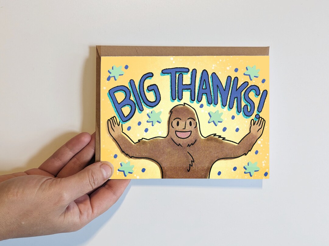 Big Thanks Card - Thank You Card - Sasquash Big Foot Card - Funny - Etsy