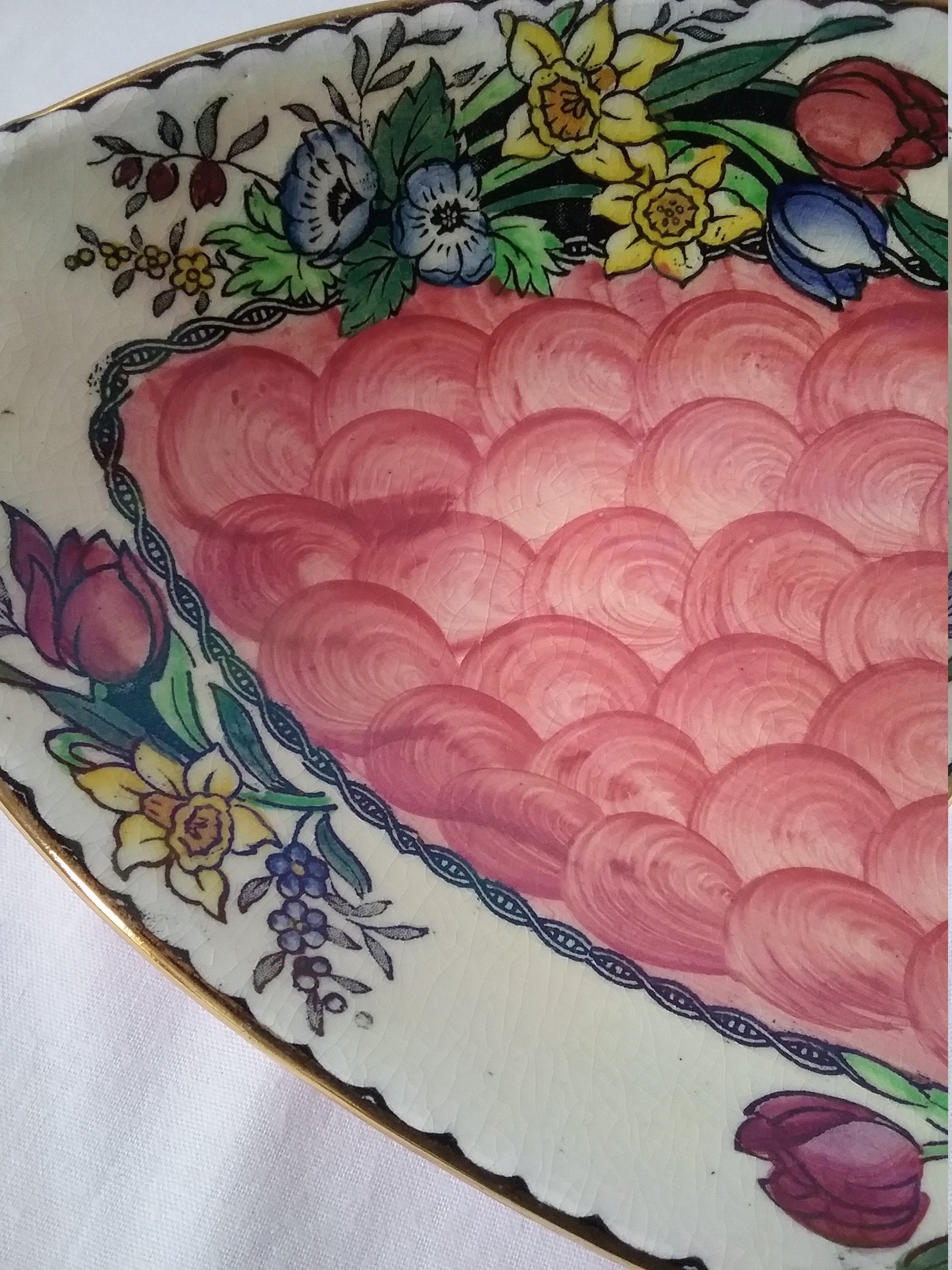 Vintage Maling Pattern Dish Maling Springtime Waved Bowl - Etsy