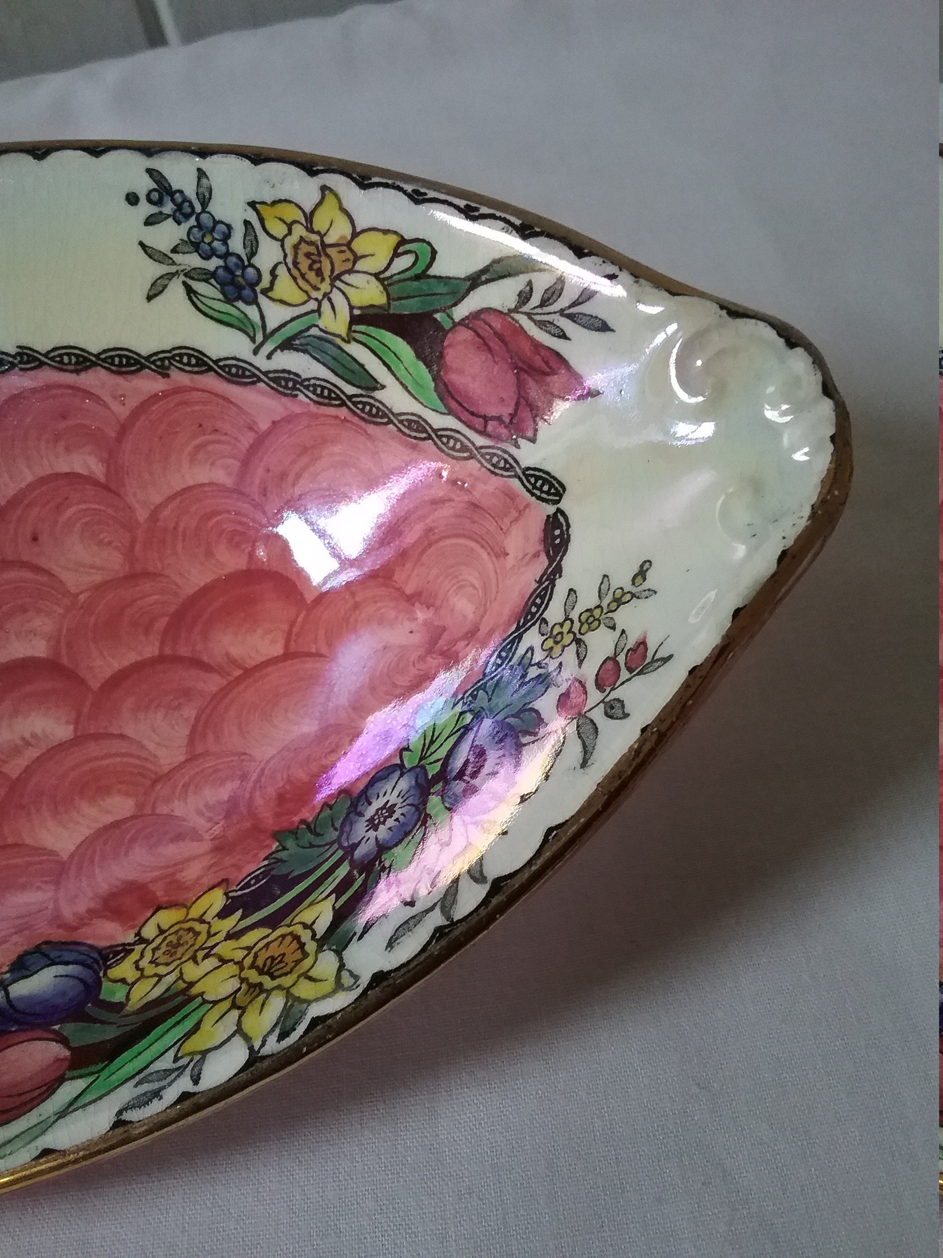 Vintage Maling Pattern Dish Maling Springtime Waved Bowl - Etsy.de