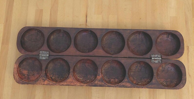African Mancala Board Game, Hand Crafted Wooden Oware Game Board ...
