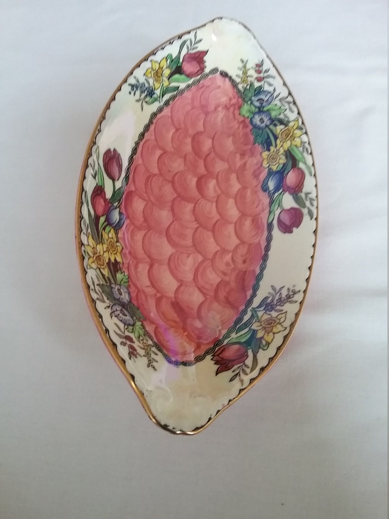 Vintage Maling Pattern Dish, Maling Springtime Waved Bowl, Springtime ...