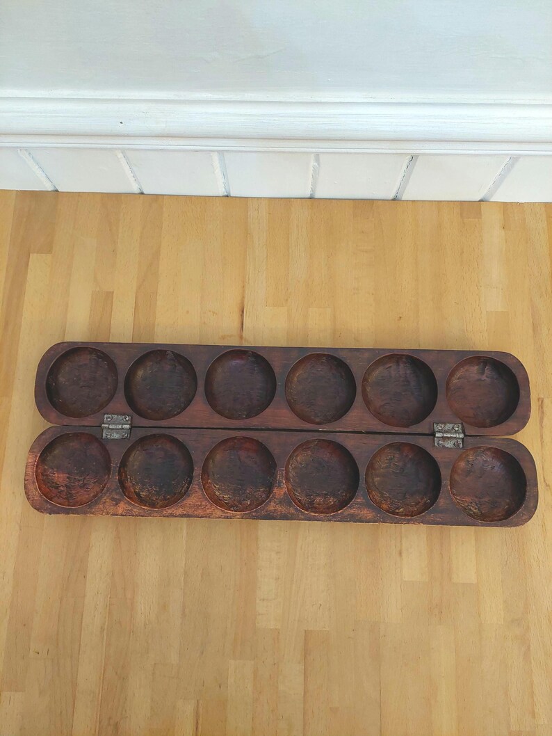 African Mancala Board Game, Hand Crafted Wooden Oware Game Board ...