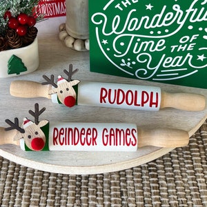 Mini Rolling Pin for Tiered Tray, Christmas Mini Rolling Pin, Christmas ...