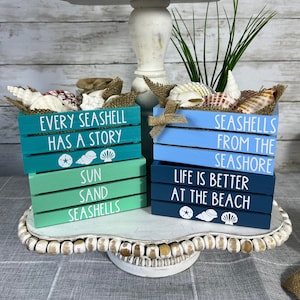 Summer Tiered Tray Decor, Mini Crate for Tiered Tray, Mini Crate of Sea ...