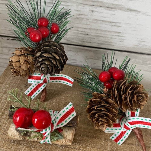 Christmas Greenery Set of 3 Mini Christmas Logs Christmas - Etsy
