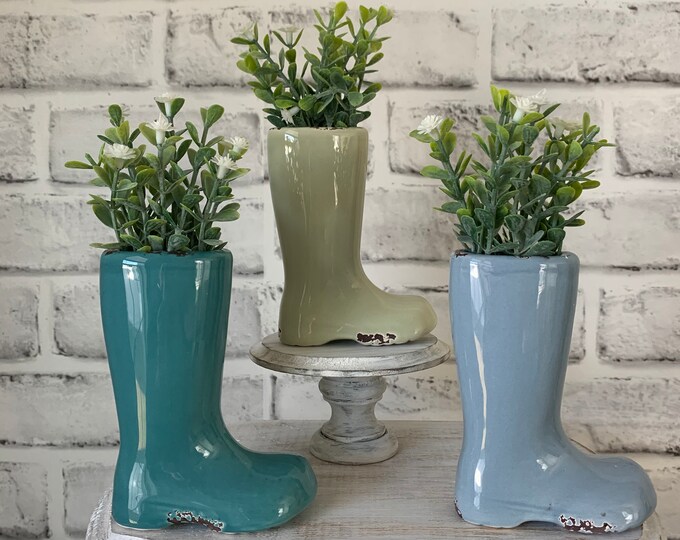 Mini Rain Boot Planter, Tiered Tray Decor, Spring Tiered Tray Decor ...