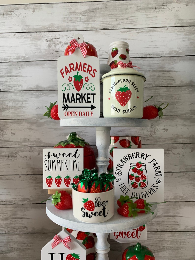 Strawberry Tiered Tray Decor Summer Tiered Tray Bundle - Etsy