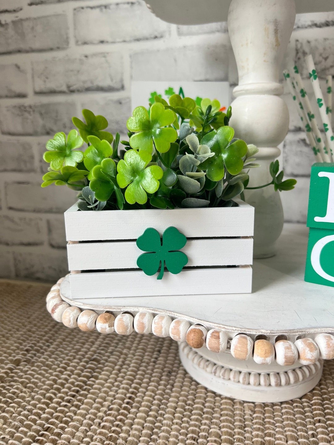 St. Patricks Day Tiered Tray Decor, St. Patricks Floral Arrangement ...