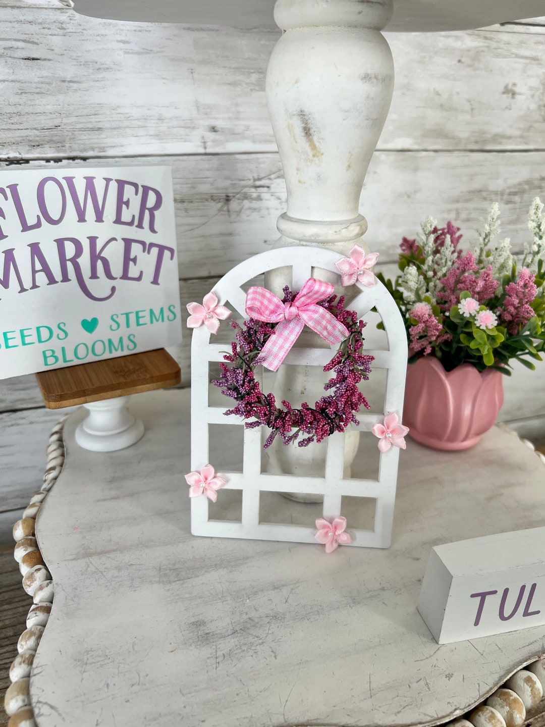 Spring Tiered Tray Decor, Tiered Tray Accessories, Mini Window Arch ...