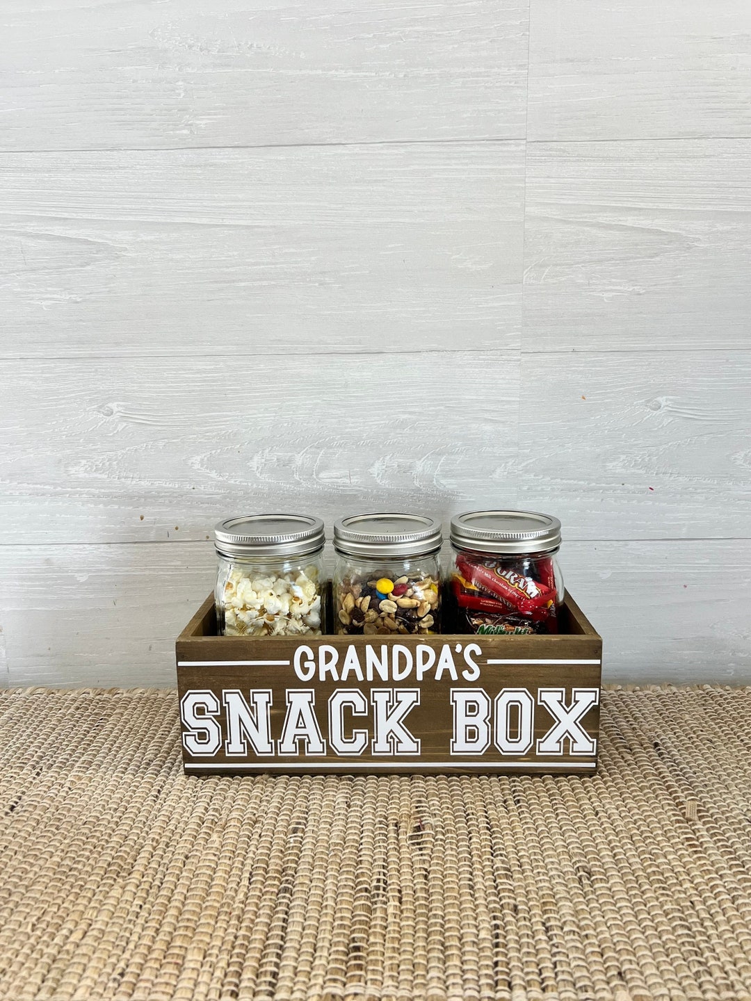 Personalized Wooden Snack Candy Box for Grandpa, Dad's Snack Box ...