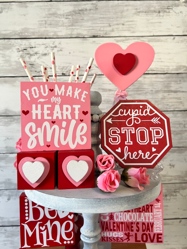Valentines Day Tiered Tray Decor Tiered Tray Bundle Red & - Etsy