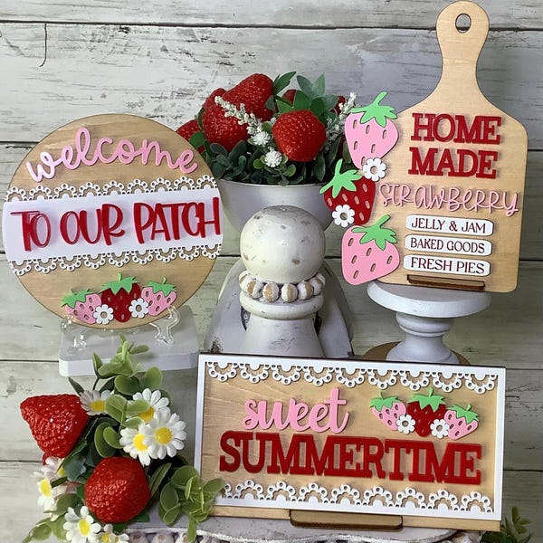 Strawberry Tiered Tray Decor - Etsy